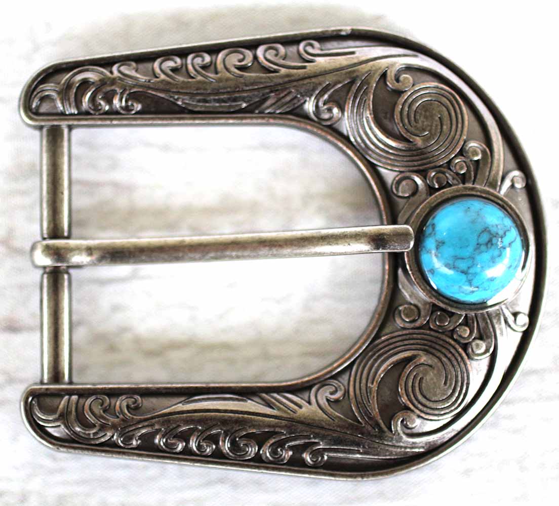 1 1/2" (38 mm) Antique Silver Plated Decorative Turquoise Stone Belt ...