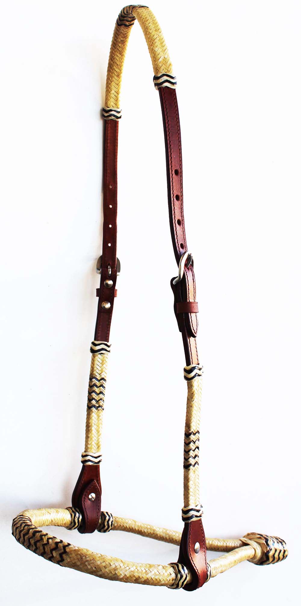 Horse Western CORE BOSAL HACKAMORE BITLESS BRIDLE HEADSTALL MECATE ...