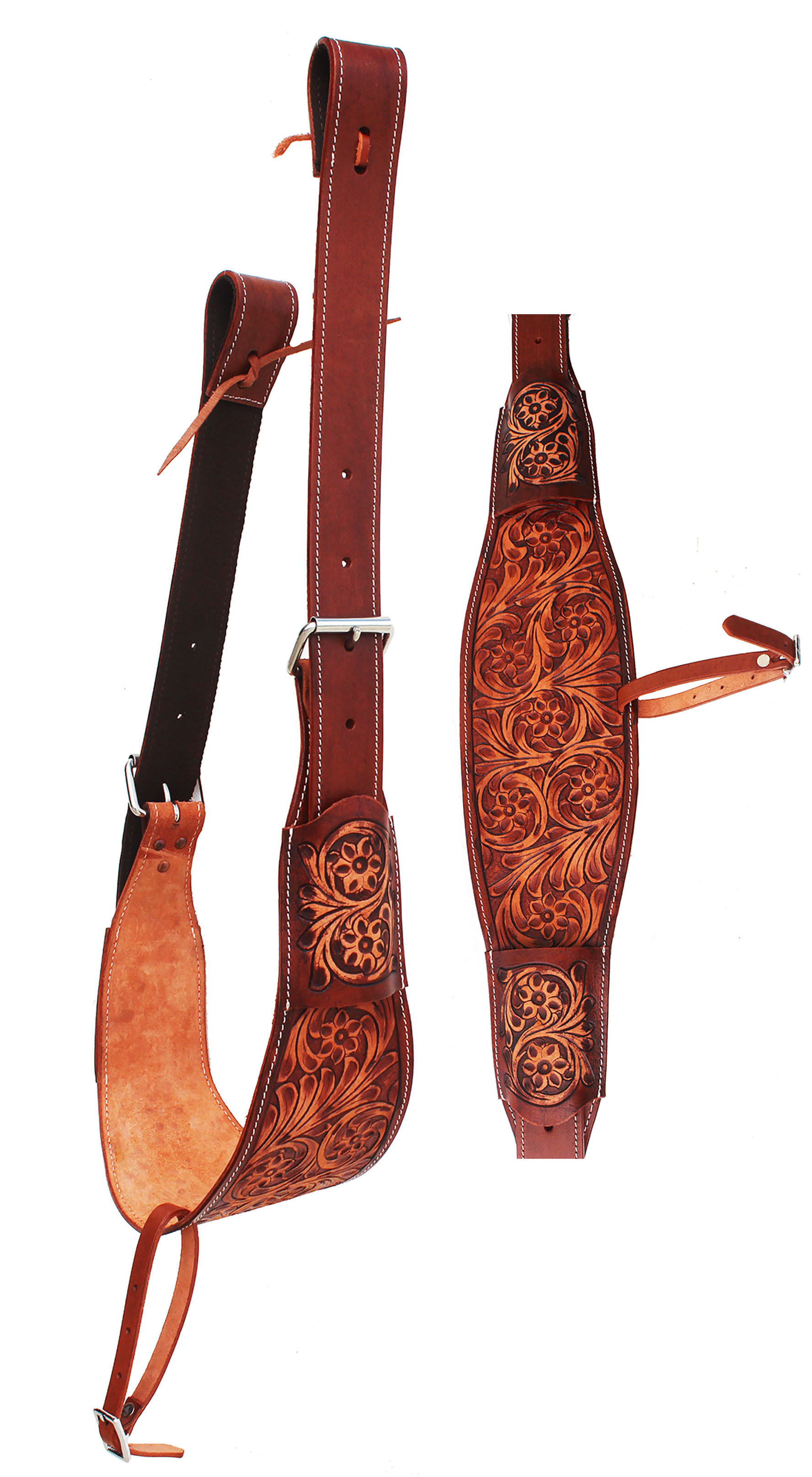 Horse Western Floral Tooled Leather Rear Flank Back Saddle Cinch ...