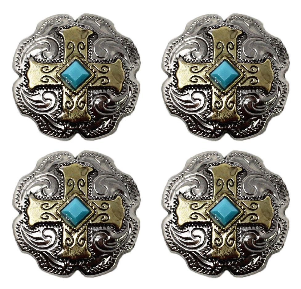 Concho Set of 4 Conchos Western Saddle Tack Turquoise Stone 401545 | eBay