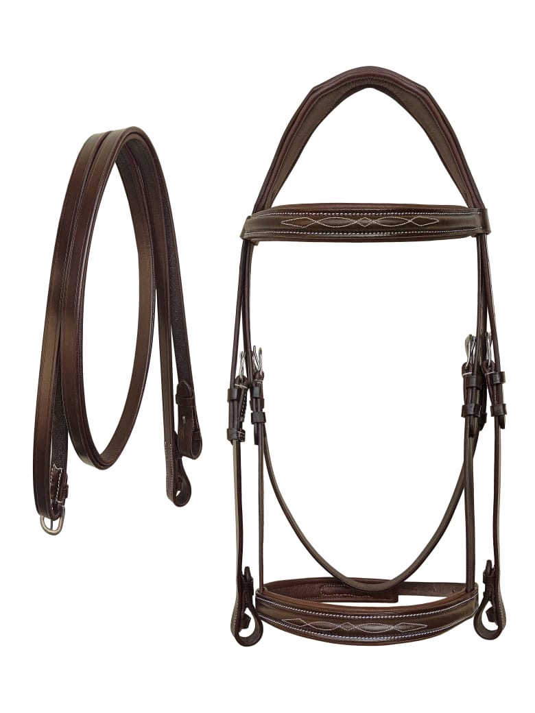 English All-Purpose Trail Leather Padded Bridle w/ Reins 803AX12 | eBay
