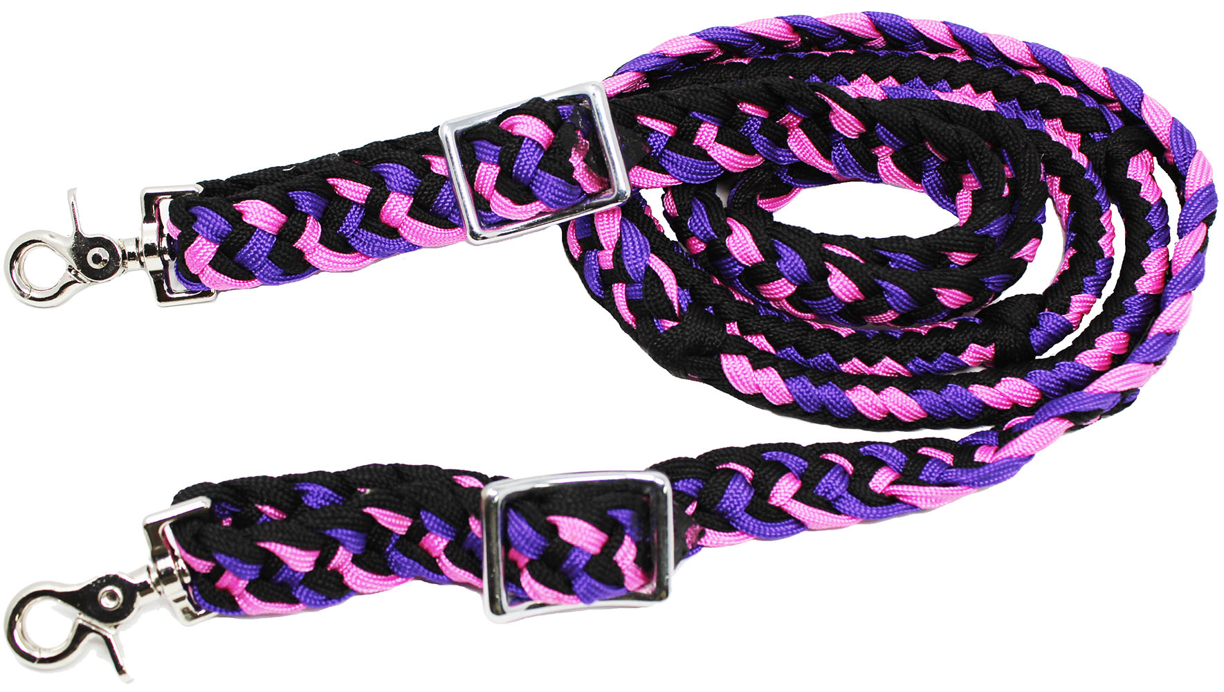 Horse Knotted Roping Western Barrel Reins Nylon Braided Rein Purple ...