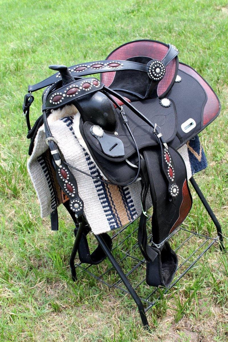 16& WESTERN CORDURA Trail Barrel Pleasure Horse SADDLE Bridle Tack ...