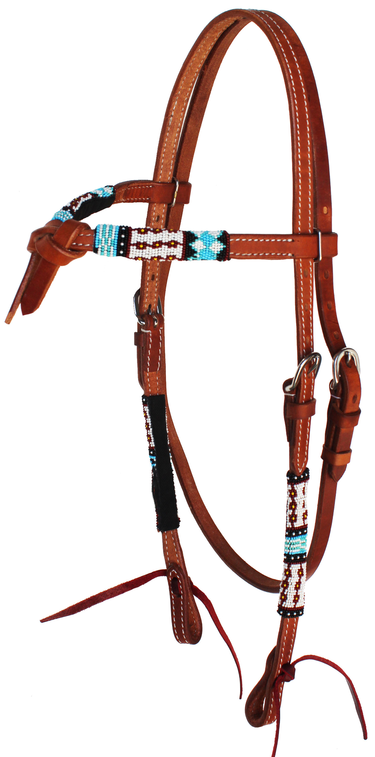 Horse Show Bridle Western Leather Headstall Beaded Overlay Knotted ...