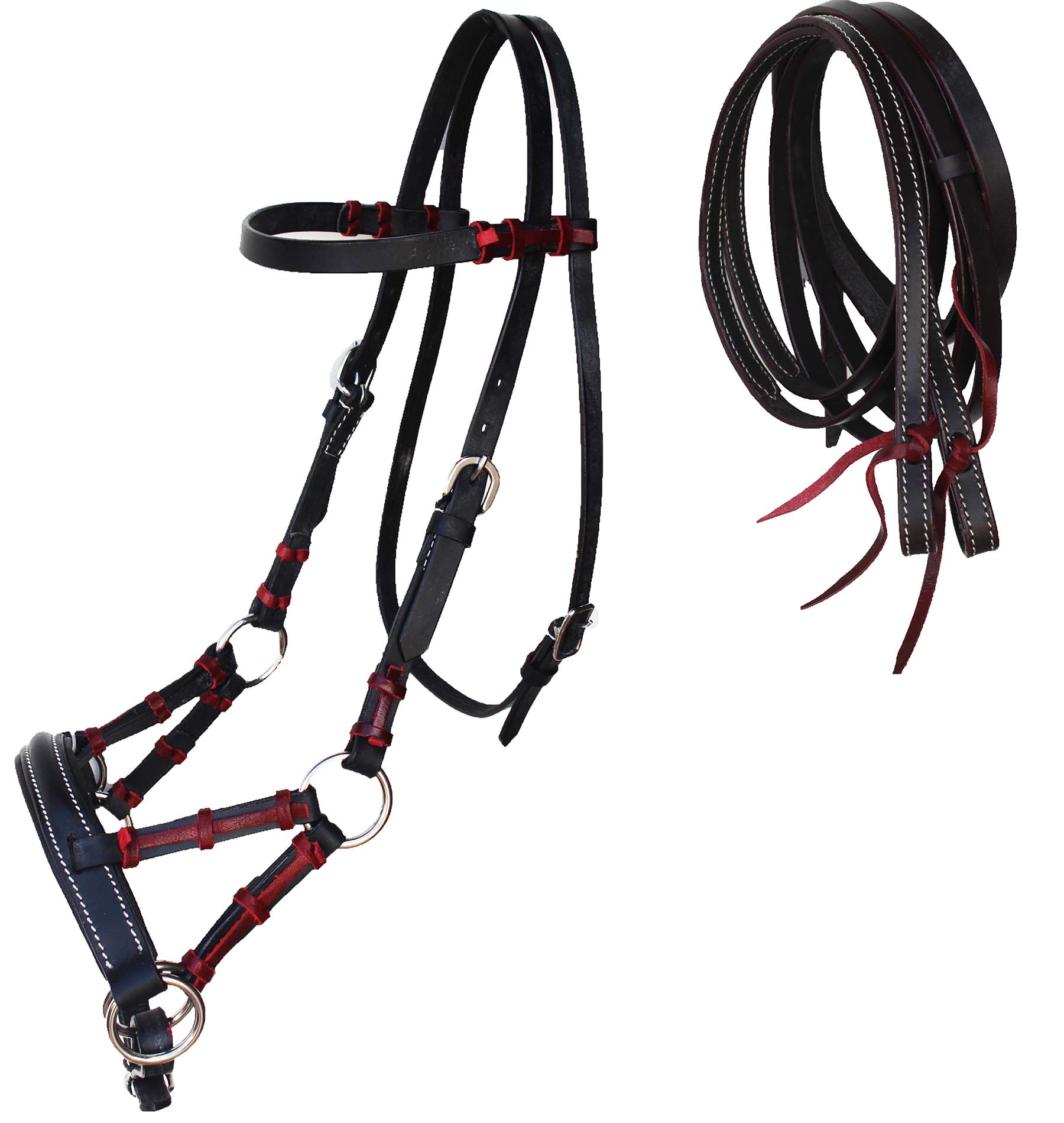 Horse Western Horse Bitless Black Tan Padded Nose Leather Sidepull Bridle with | eBay