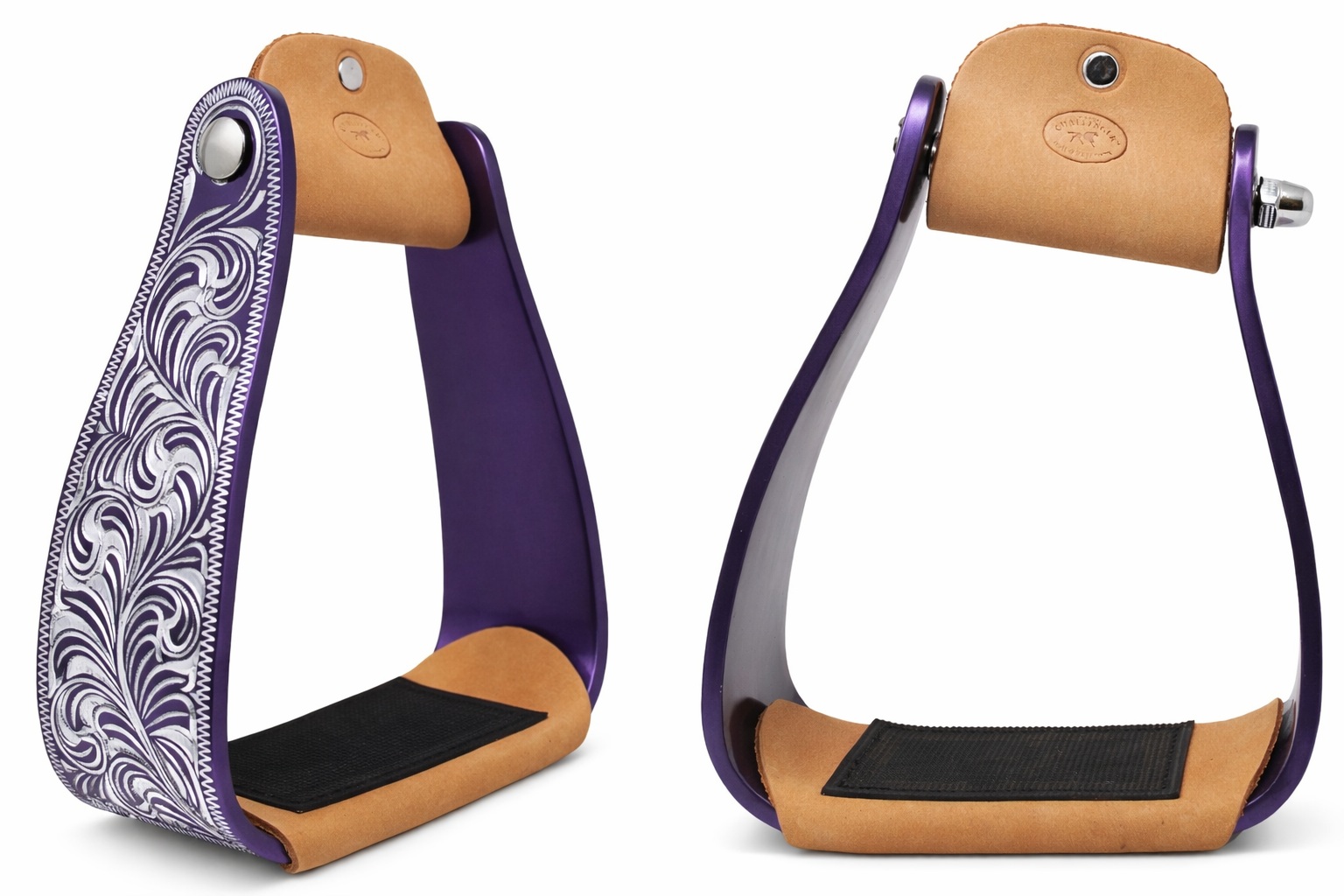 Horse Western 5" Slanted Offset Angled Engraved Aluminum Show Stirrups ...