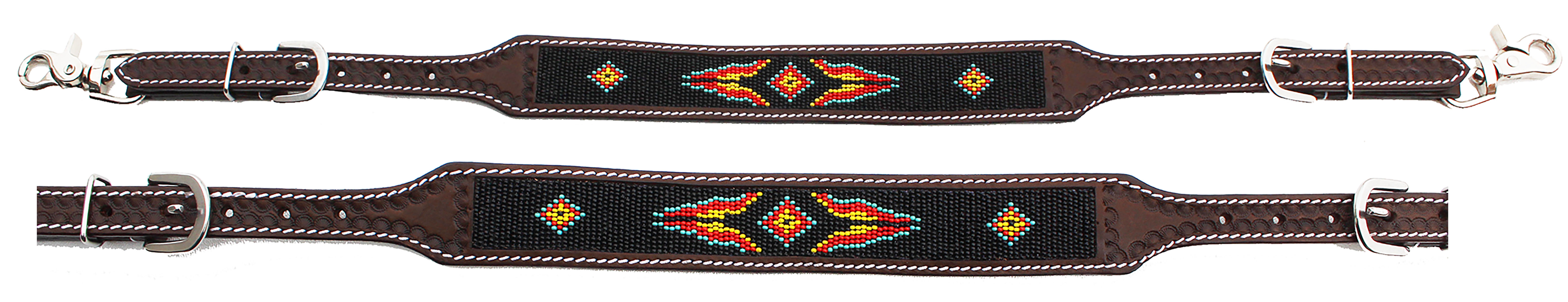 Horse Western Tack Beaded Tooled Leather Wither Strap Breast Collar ...